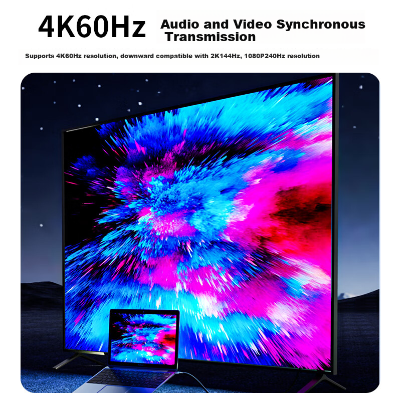 ZLEUE Type-C в HDMI конвертер кабель 1.8м 4K60Hz/2K144Hz поддержка Thunderbolt 4 ноутбук Apple Xiaomi зеркальное