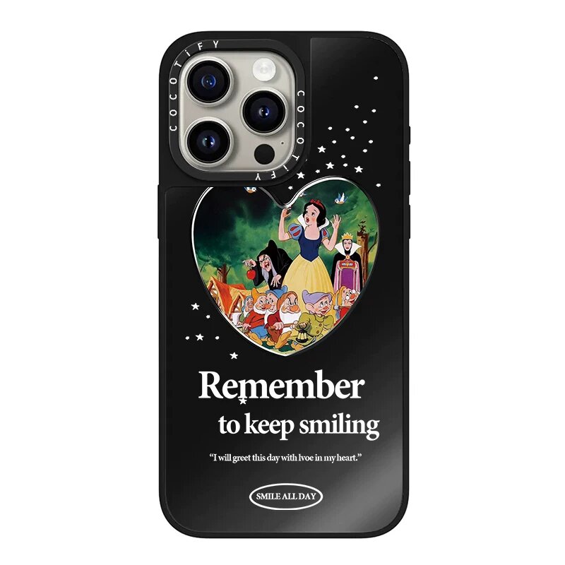 CASETi iPhone 17 Зеркальный чехол с изображением семи гномов и принцесс, черная матовая поверхность, без магнитной