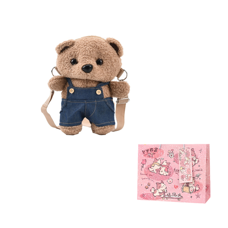 Плюшевые куклы-медведи унисекс XIONGJUN, 25 см, Overalls Bear Bag