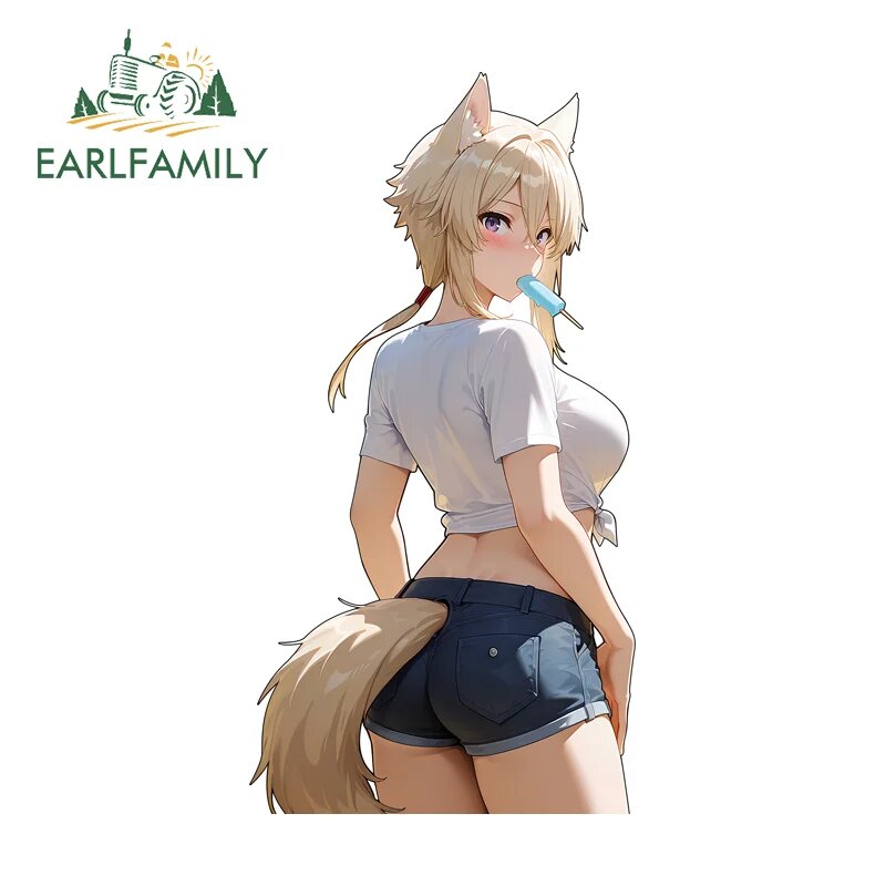 EARLFAMILY Blue Fantasy сексуальные аниме девушки автомобильные наклейки пушистые внешние 20cm