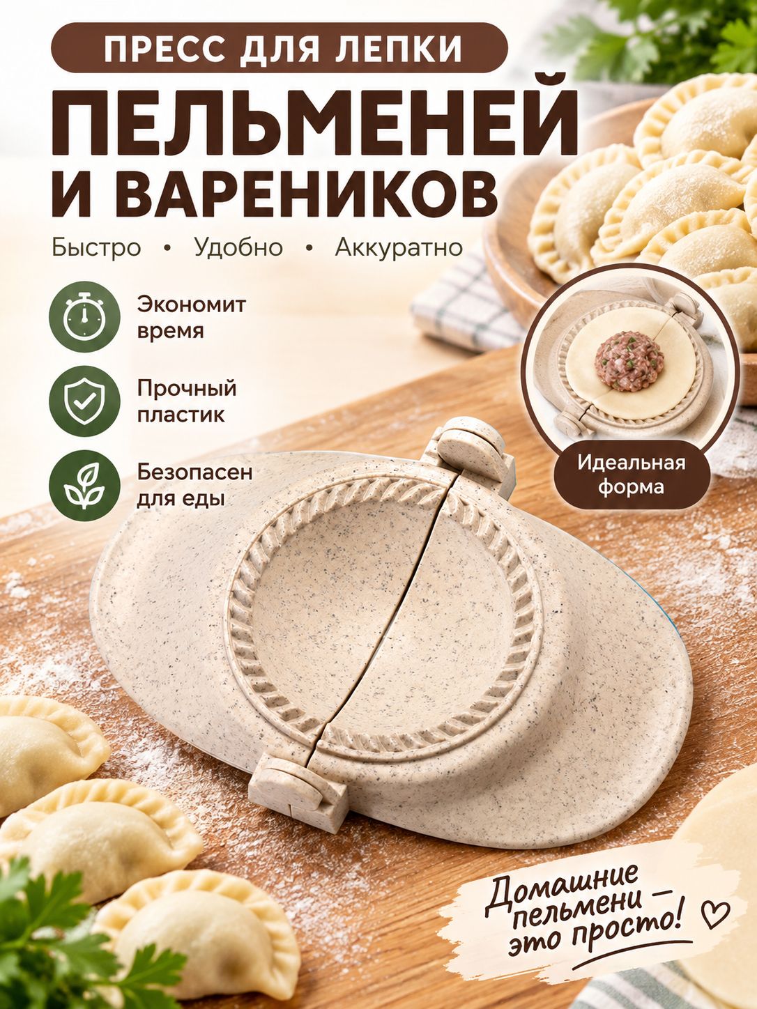 Форма для пельменей 1 шт, 6.0 см, длина 10 см