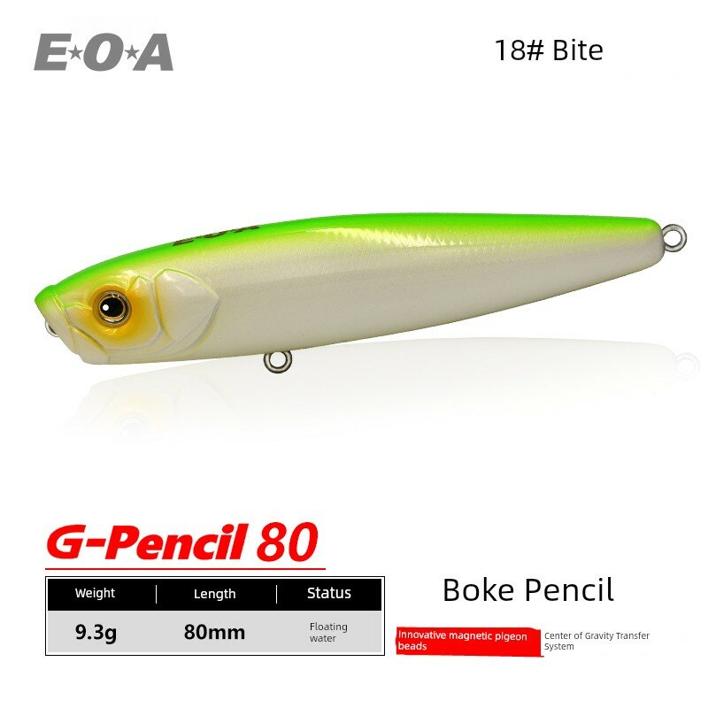 EOA G-Pencil90 9.3г Арбузно-Красная Поверхностная Приманка для Щуки, 18# Паттерн Big Bite, Карандашная Приманка