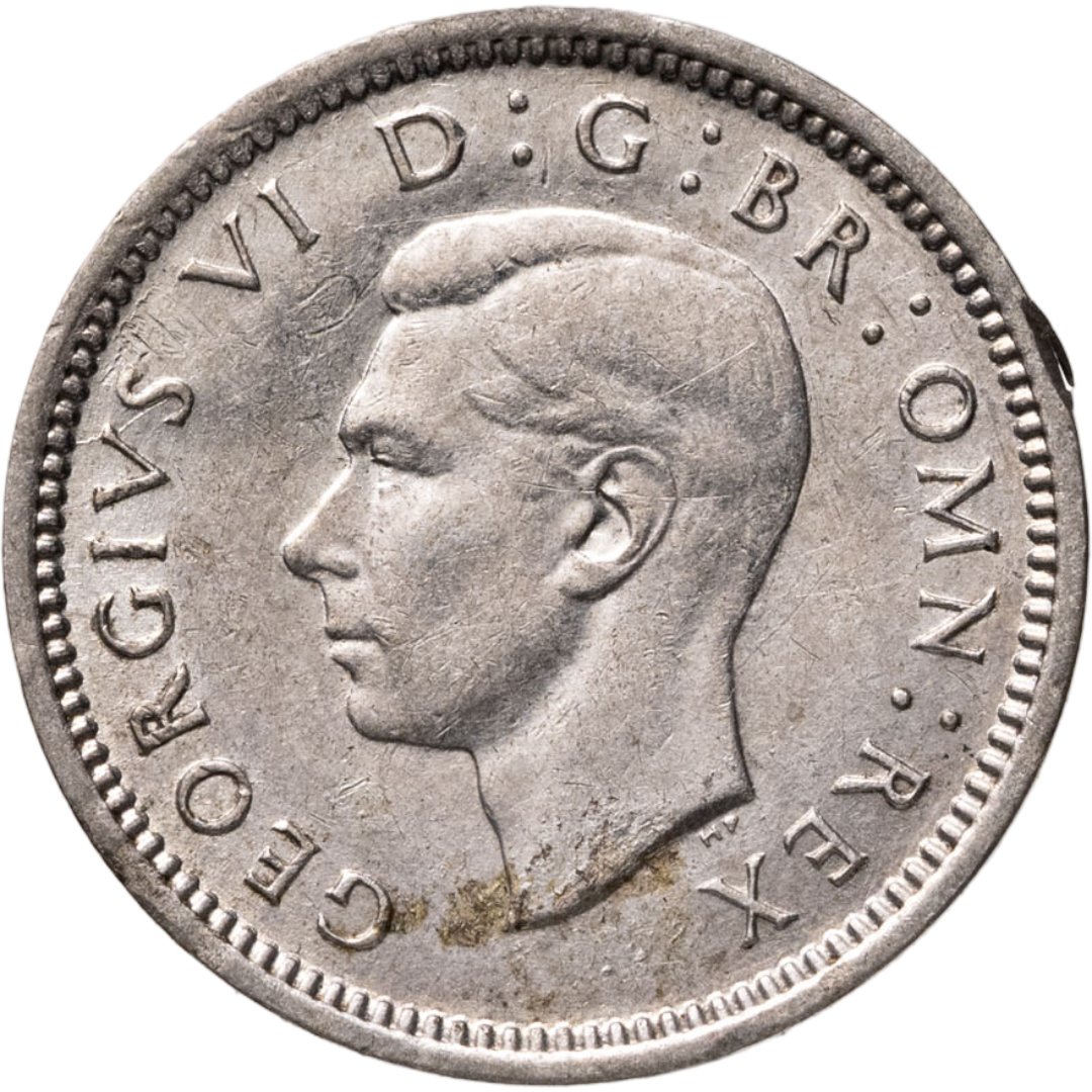 Великобритания 3 пенса pence 1943, Серебро 500, в сохранности XF-AU