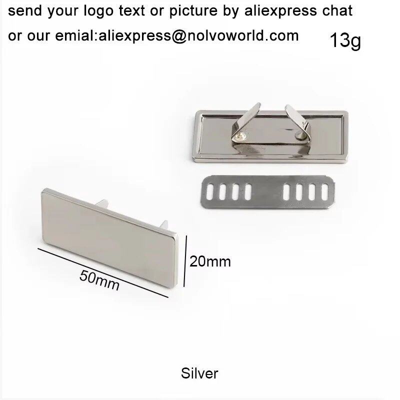50-100 шт, гравировка YOUR NAME, 45*13 мм, металлическая этикетка, 50 pieces, Num7 silver has name