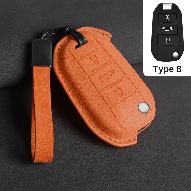 Кожаный Чехол-флип Для Автомобильных Ключей Для Citroen C2 C3 C5 X7 C4 Orange B2, for Peugeot