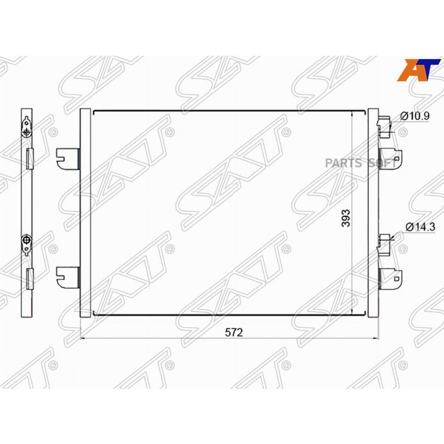 Радиатор кондиционера Nissan Almera 12-19 / Renault Duster 10-21 от официального дистрибьютора, SAT, артикул STDC01394A0