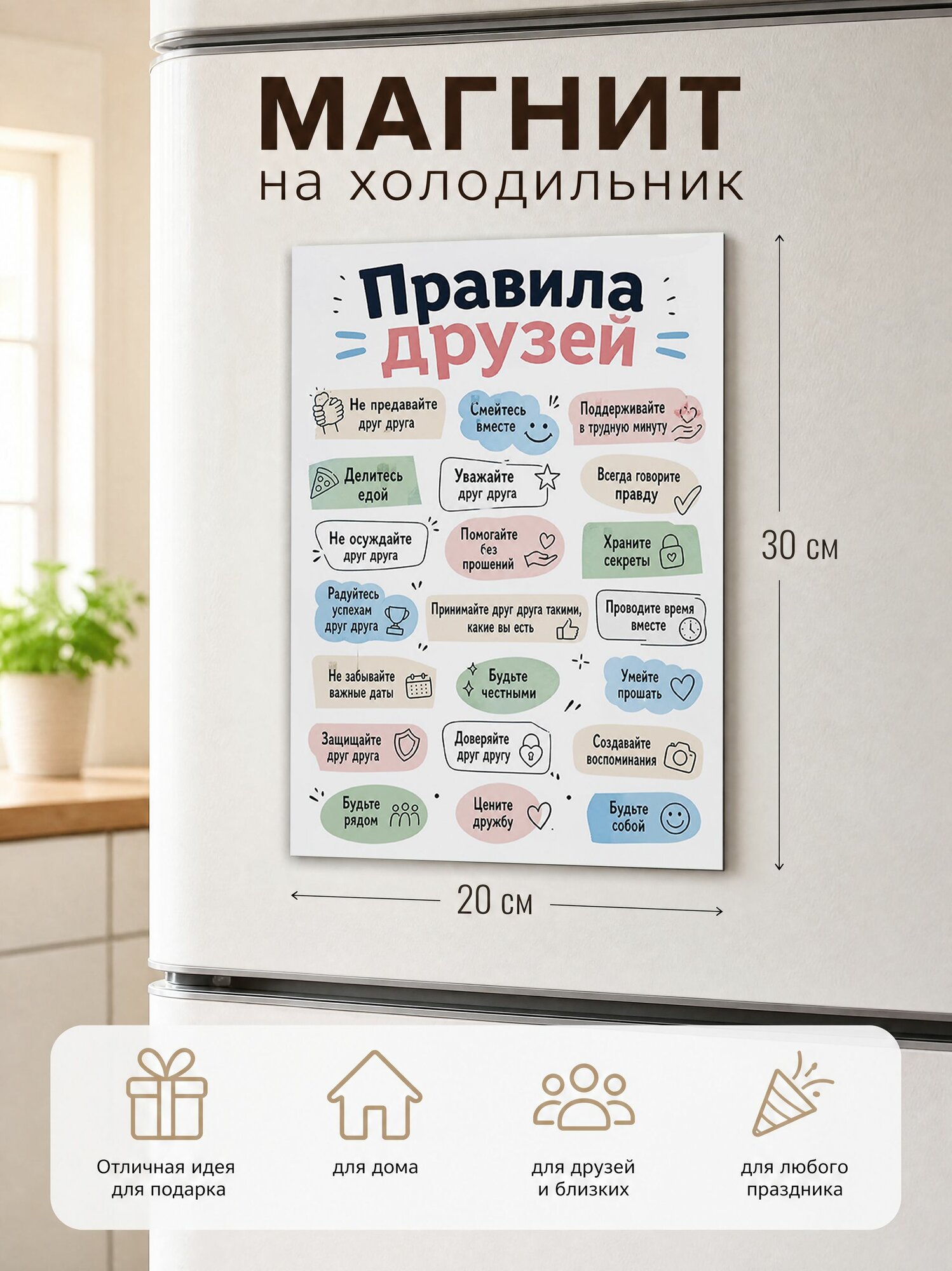 Магнит на холодильник "Правила друзей"
