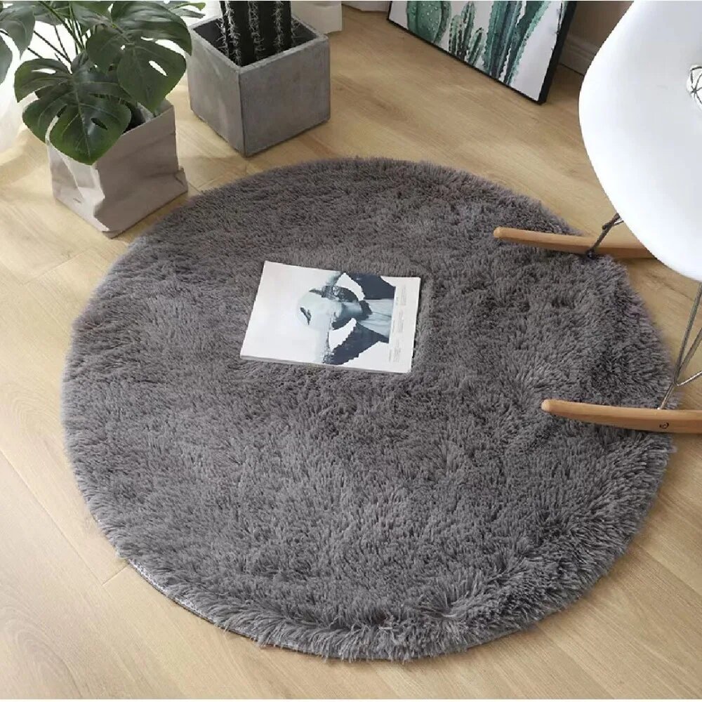 Однотонный круглый коврик из полиэстера 40 см Серый, Серый, Grey