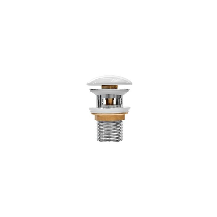 Донный клапан для раковины IDDIS Optima Home OPHWS0Wi88 с переливом, белый, глянцевый, с системой клик-клак, латунный, керамический