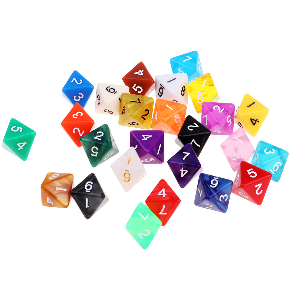 D8 Многогранные игральные кости 8-сторонние игральные кости TRPG акриловые для игры 25x