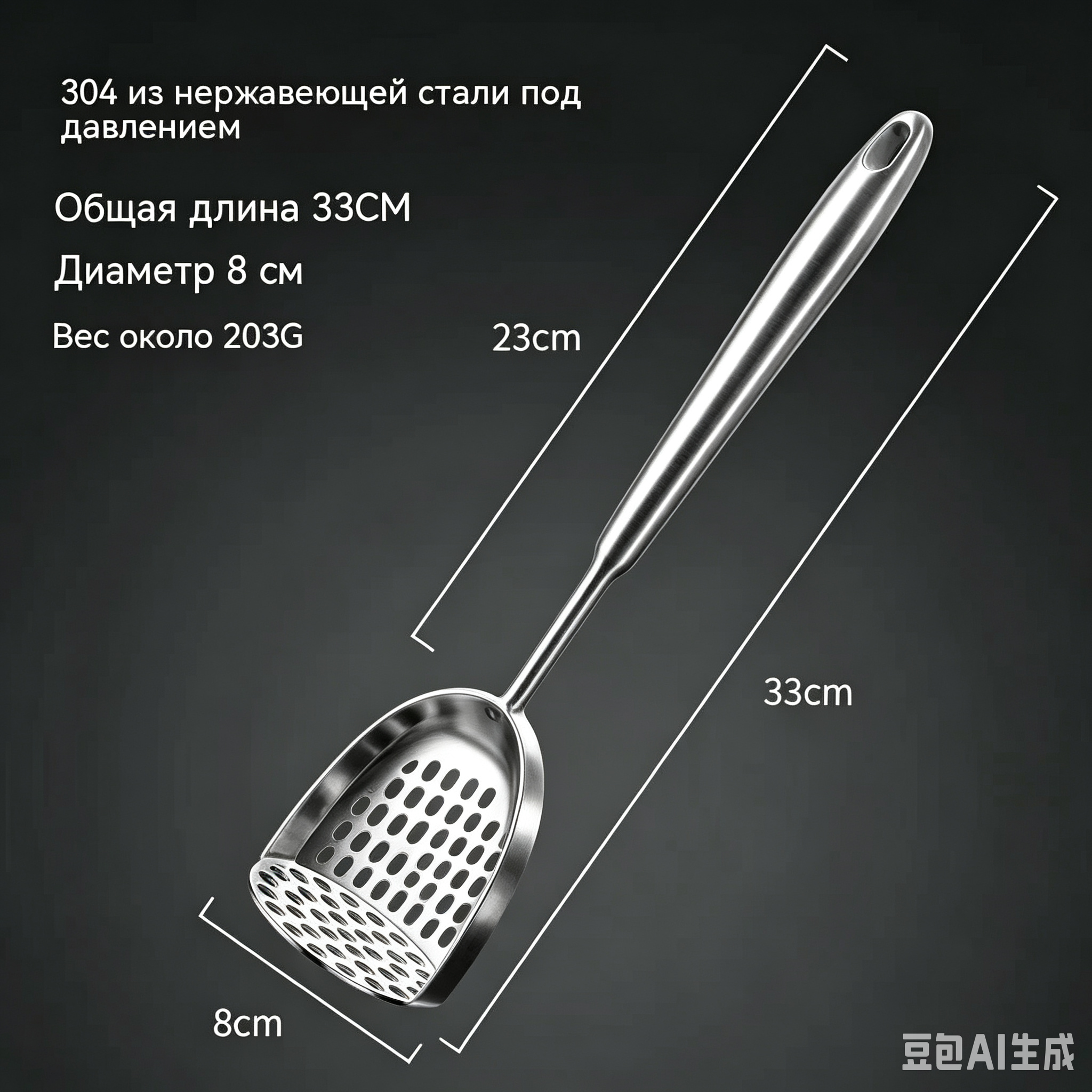 Картофелемялка толкушка 33 см, ручная давилка для овощей и фруктов, пюре из картофеля, тыквы, банана