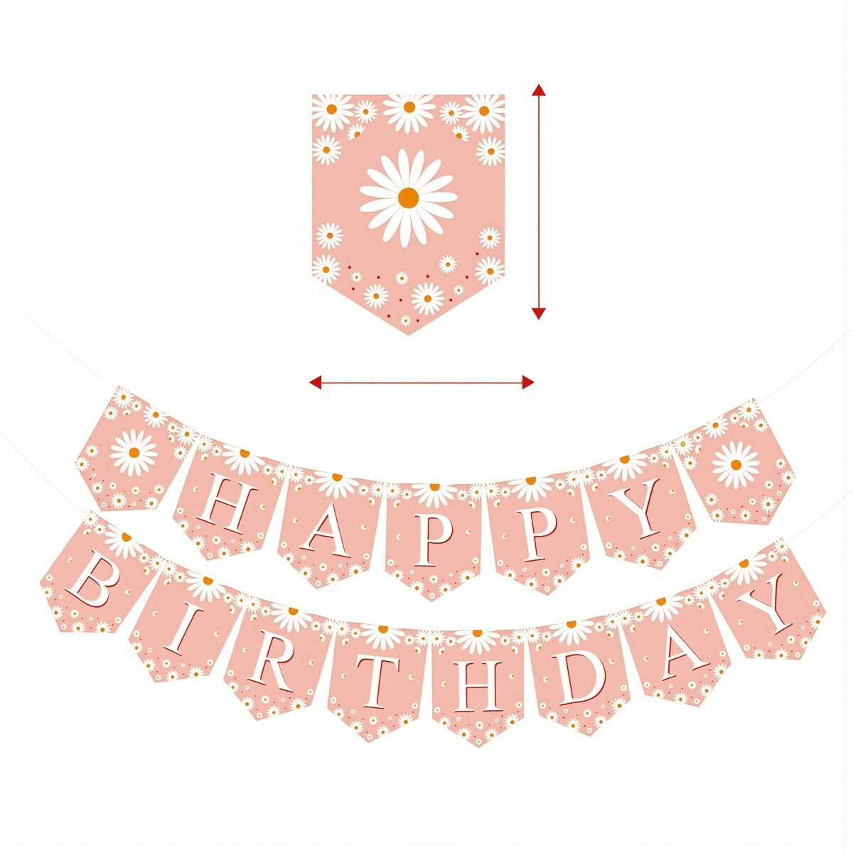 Набор декора для дня рождения с ромашками, баннер с надписью Happy Birthday, спиральные украшения, гирлянда для праздника, Баннер с ромашками
