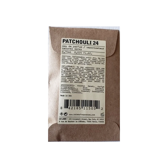 Patchouli 24 сэмпл парфюмерной воды унисекс 0.75 мл / Ле Лабо Пачули 24 миниатюра