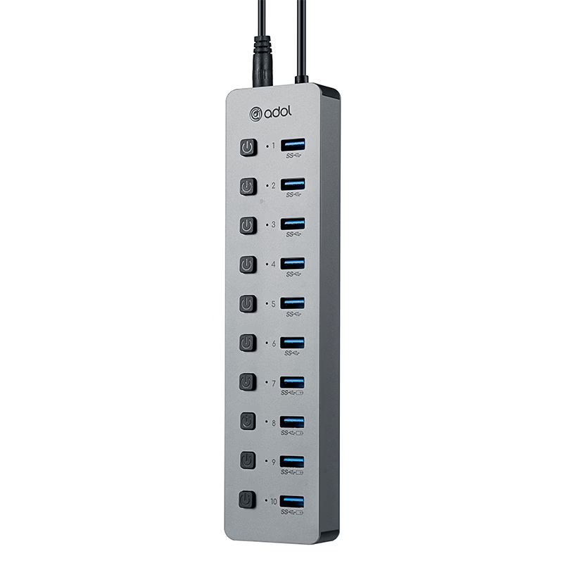 ASUS USB 3.0 10-портовый хаб с независимыми переключателями и отдельным блоком питания Цвет：10-портовый хаб с