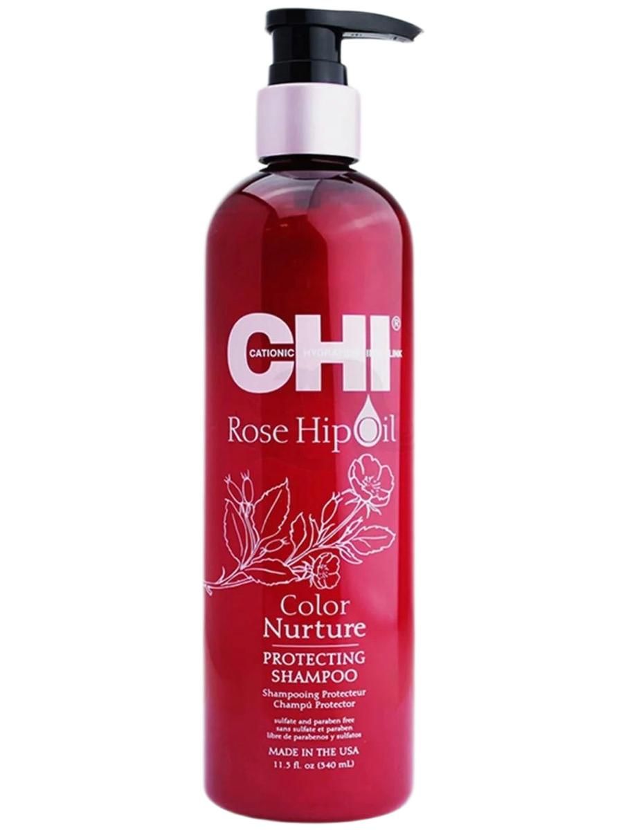 Шампунь CHI Rose Hip Protection Shampoo с маслом шиповника для окрашенных волос, 340 мл