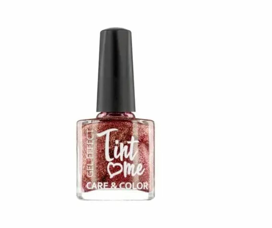 Лак для ногтей TINT ME Care&Color "Positive Berries" тон 11, 10 мл, красно-ягодный с блестками