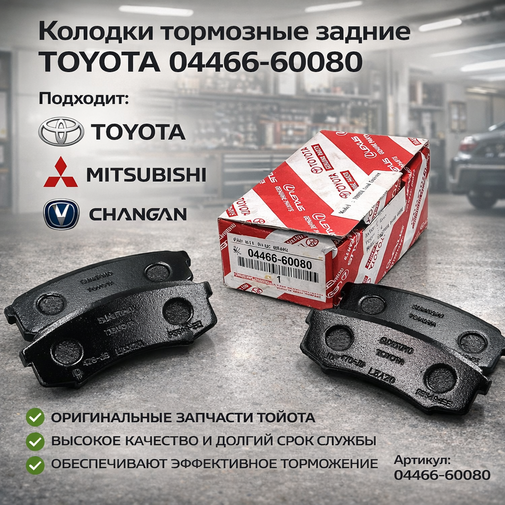 Колодки тормозные задние Toyota 0446660080 Подходит: Toyota, Mitsubishi, Changan