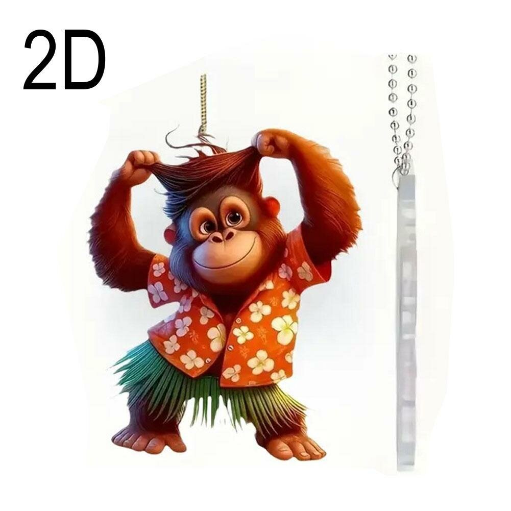 Акриловый брелок 2D, Горилла в травяной юбке