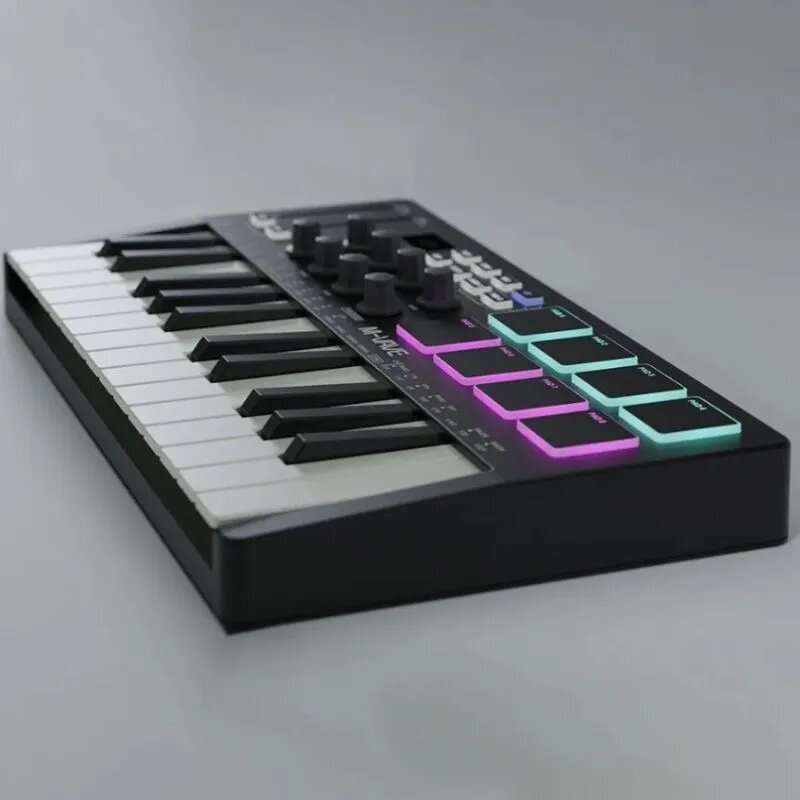 M-VAVE SMK-25 MIDI-клавиатура (25 клавиш) черного цвета, компактная, с USB-кабелем — фото 1