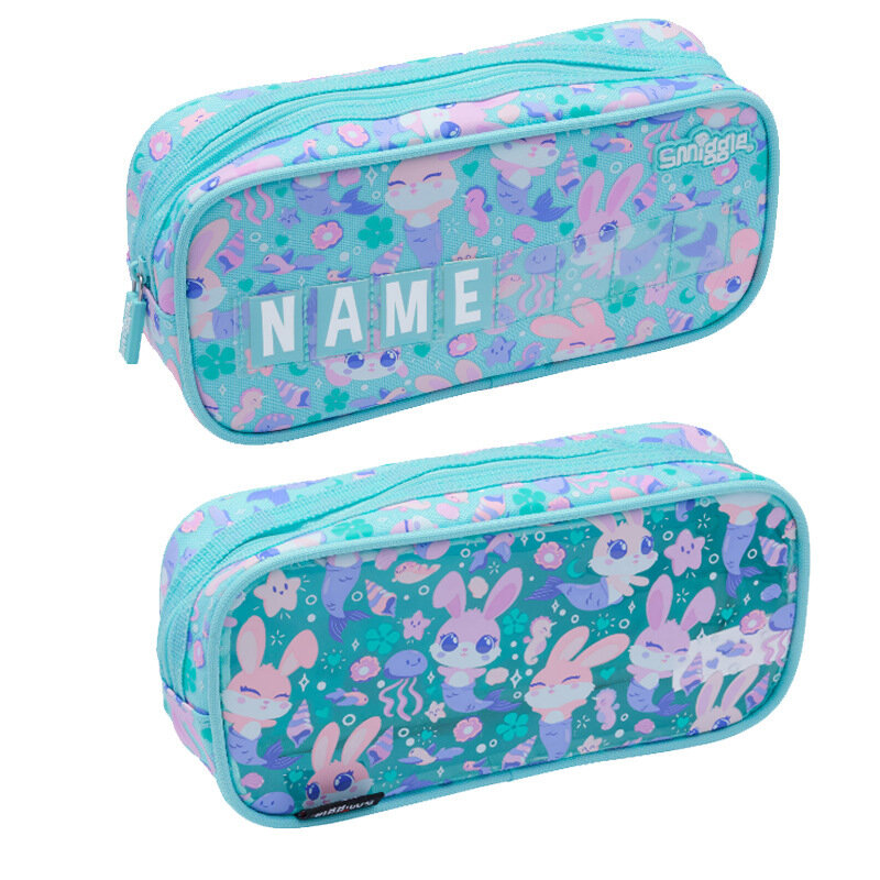 Пенал Smiggle, двухслойный полупрозрачный, мятно-зеленый, 22.5x12.5 см