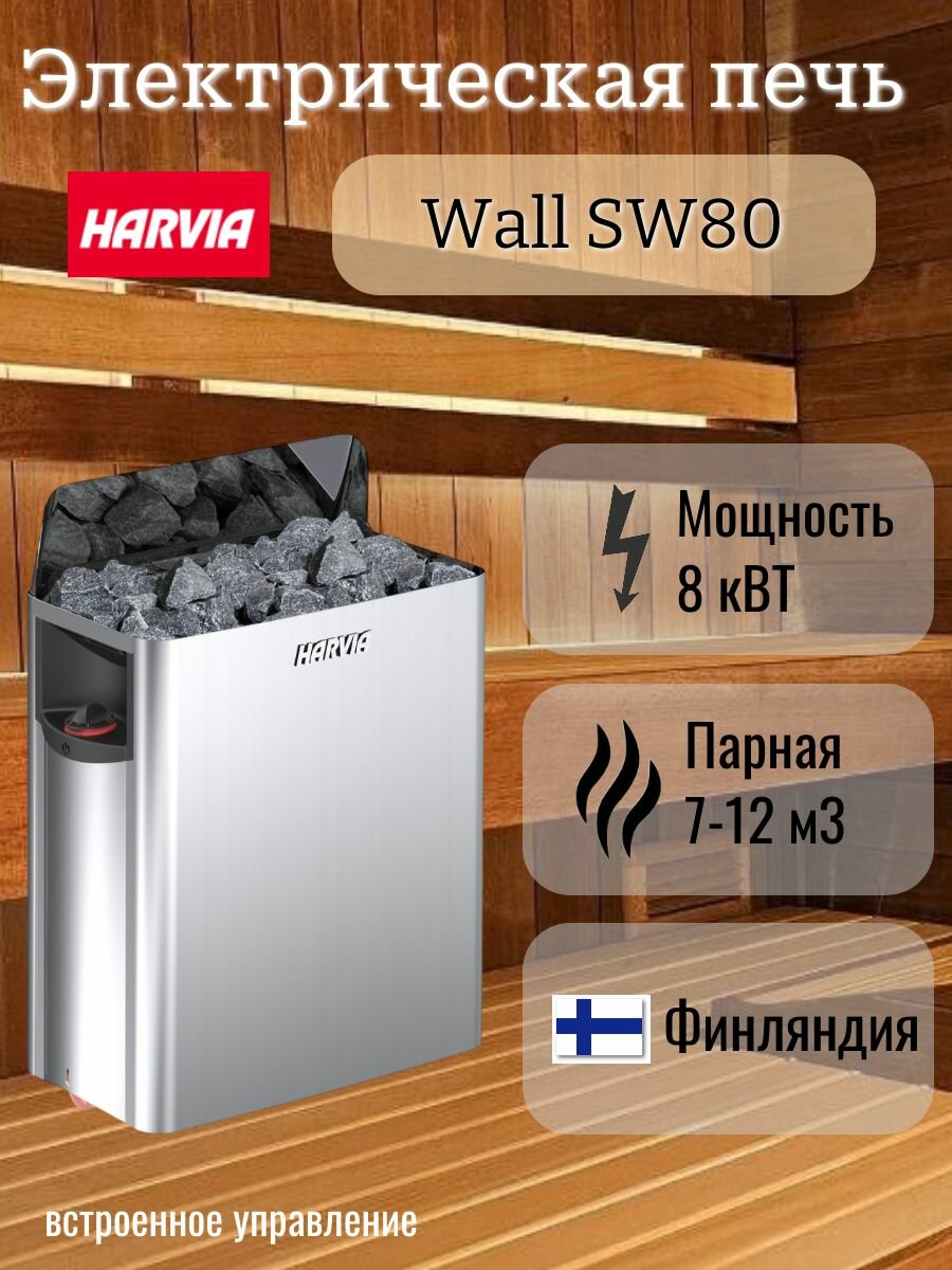 Электрическая печь для бани и сауны Harvia The Wall SW80