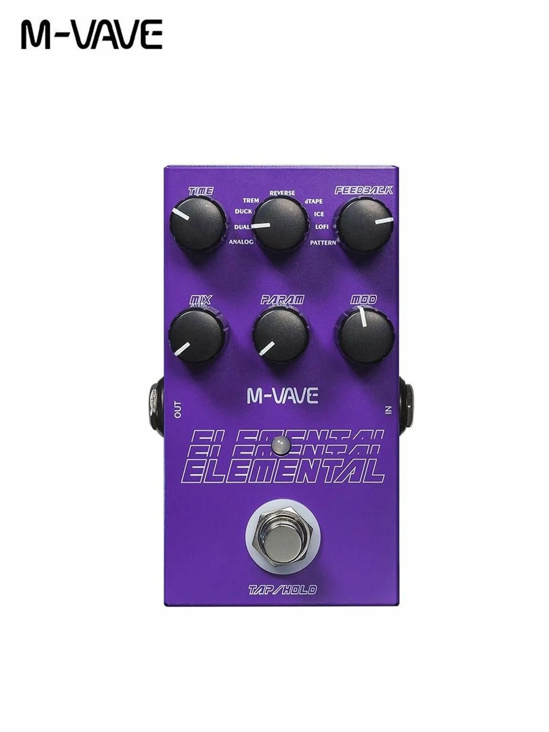 M-vave Педаль задержки Elemental Digital Delay Pedal, 9 различных эффектов задержки, поддерживаются режимы TAP и HOLD.