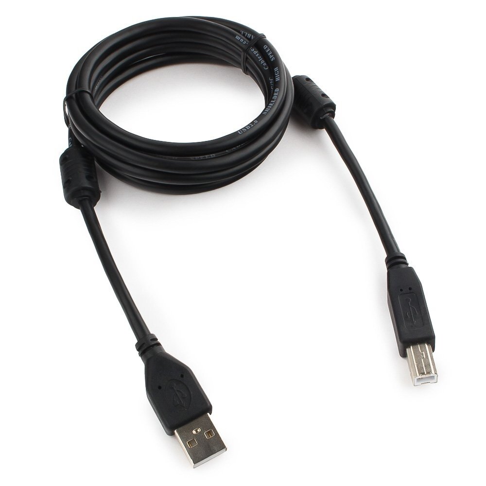 Кабель USB2.0 Pro Cablexpert CCF2-USB2-AMBM-6, AM/BM, 1.8м, экран, 2феррит. кольца, черный, пакет