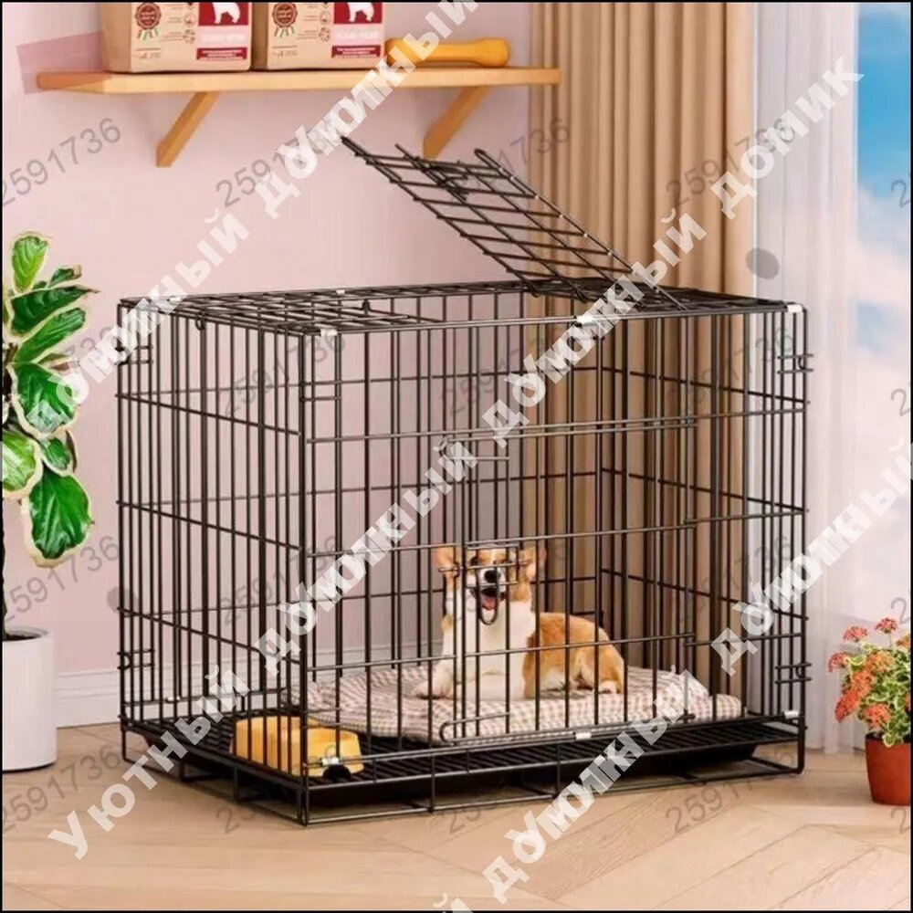 Клетка для собак XJ54ll, модель 4 с двойной дверью, практичная, габариты 86 на 60 на 70 см