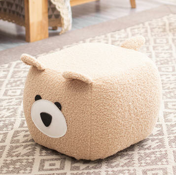 Детский стульчик, маленькая табуретка, низкий замшевый табурет-медведь цвета хаки