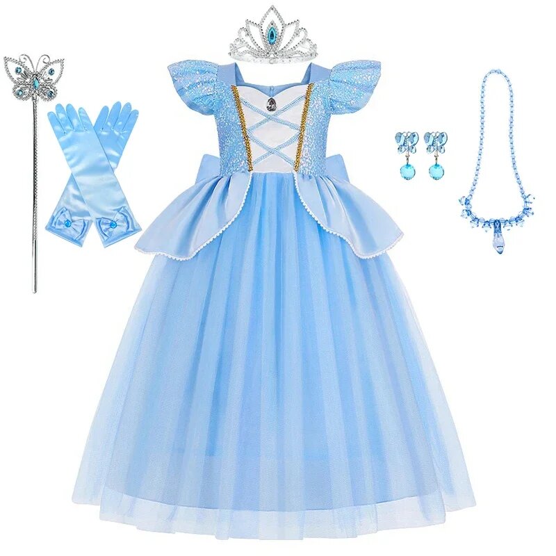 Платье принцессы Cinderella, 5T(120), голубое