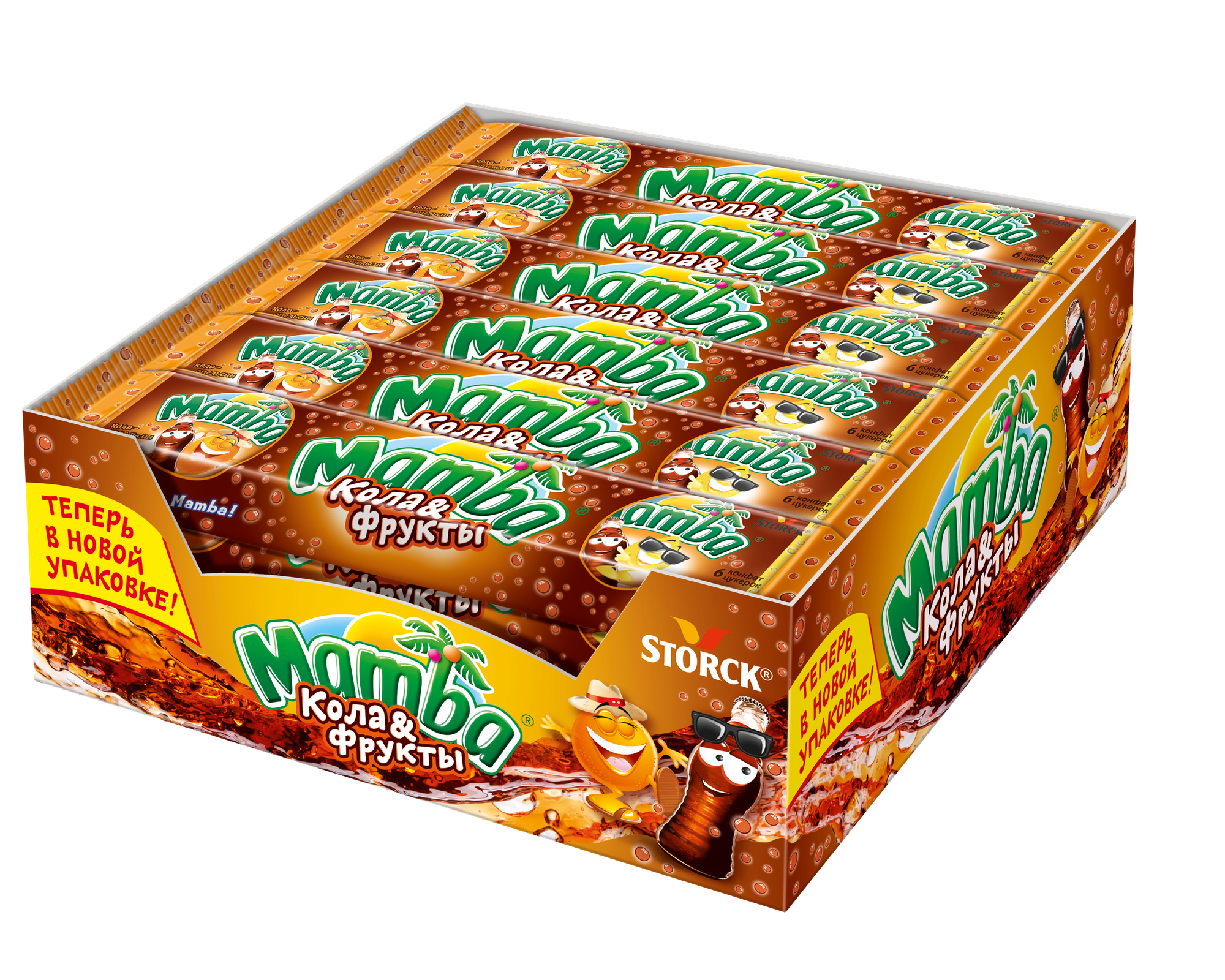 Mamba жевательные конфеты Кола&Фрукты, 79,5 г (144 штуки в коробе)