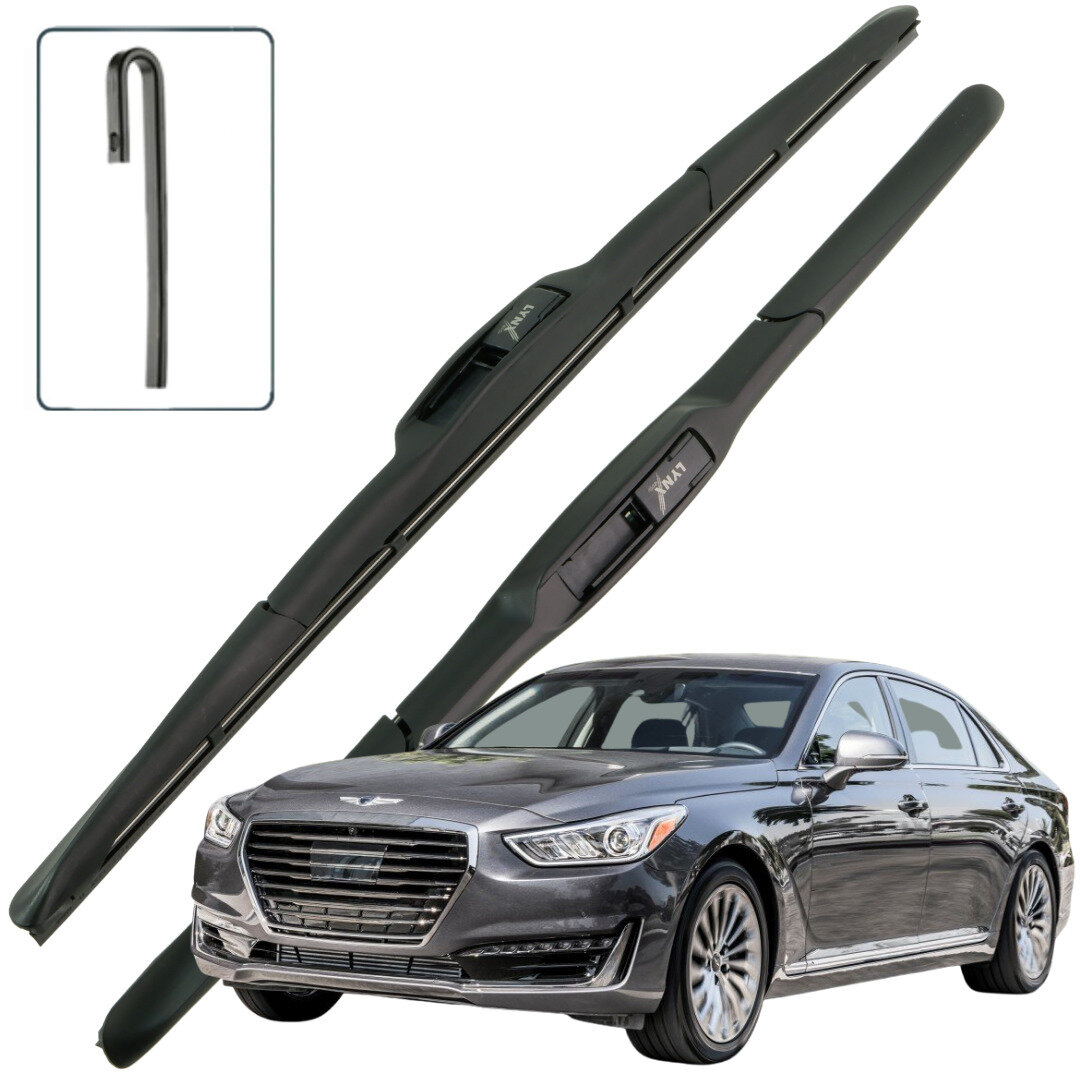 Дворники Genesis G90 HI / Генезис Г90 2016 / 2017 / 2018 / 2019 Щетки стеклоочистителя гибридные ОЕМ для автомобиля LYNXauto 650мм-400мм к-т 2шт.