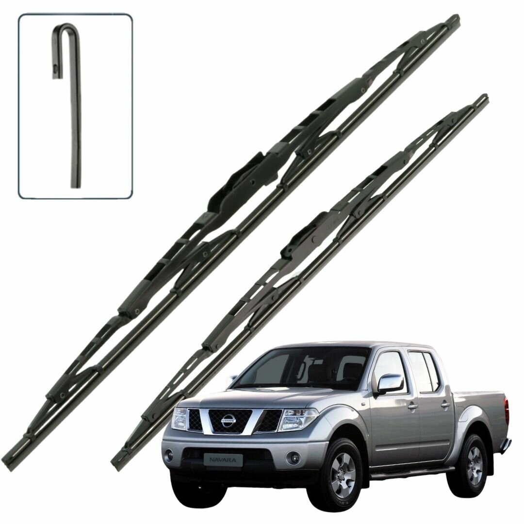 Дворники Nissan Navara (2) D40 / Ниссан Навара Д40 пикап 2004 - 2010 Щетки стеклоочистителя каркасные для автомобиля 600мм-480мм к-т 2шт.