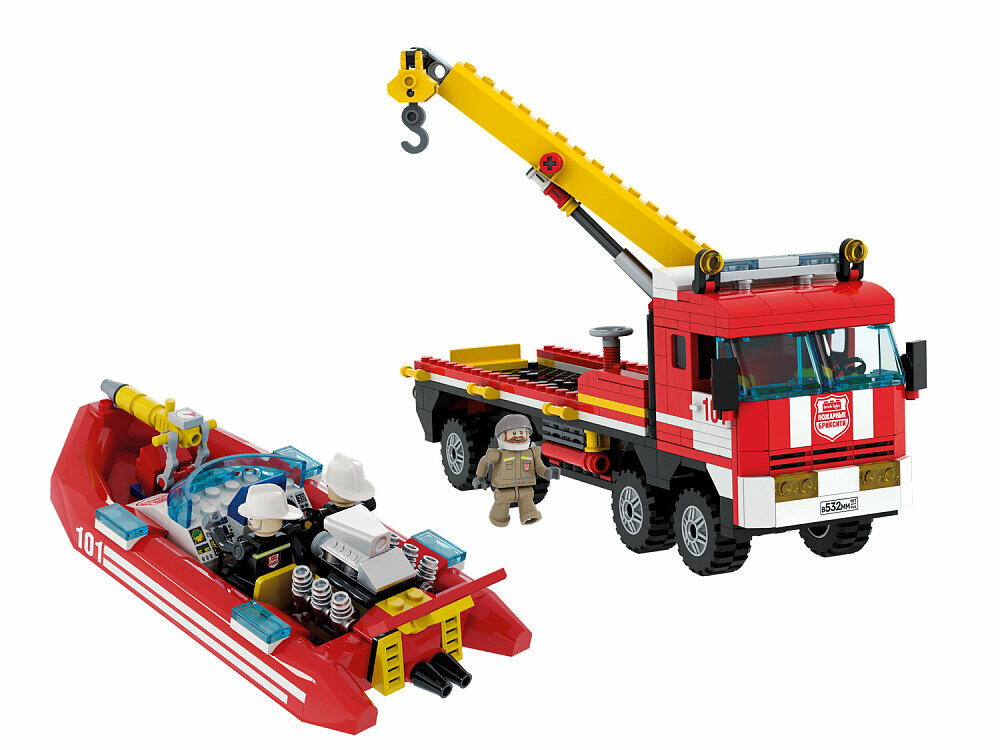 Конструктор Brick Labs Бриксити AB-1315 Конструктор Пожарный грузовик и лодка: Отряд Факел