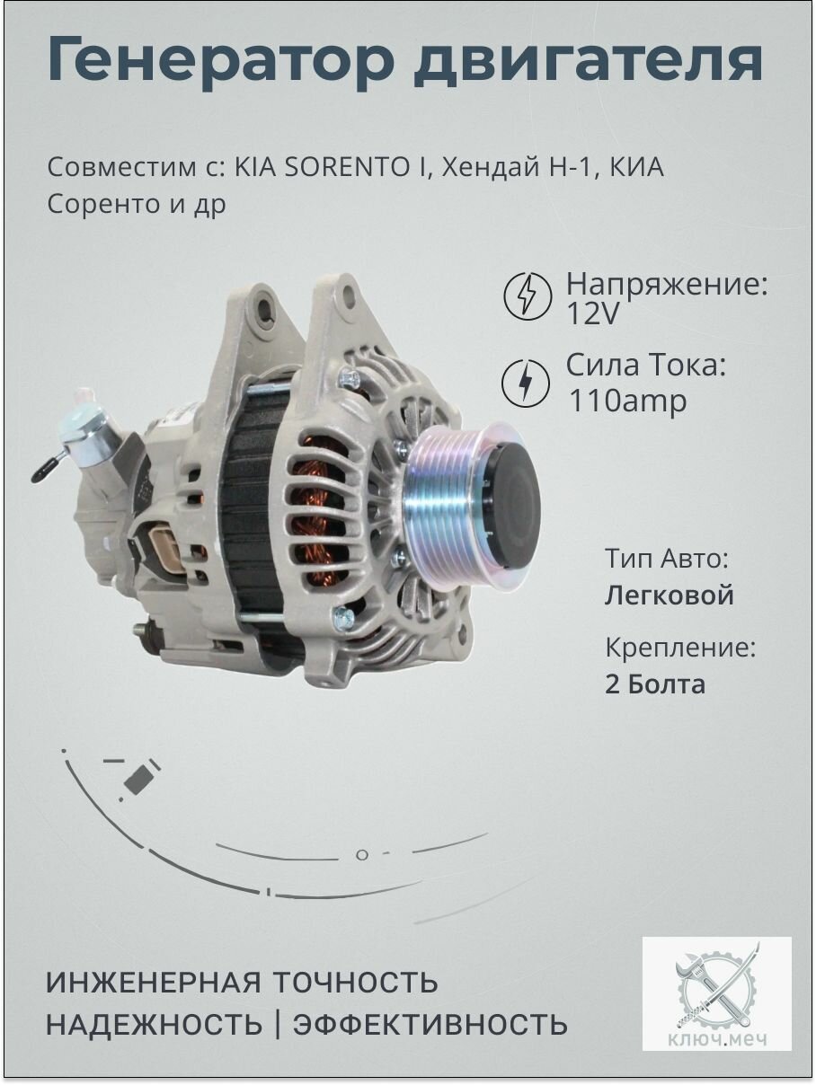 Генератор для KIA SORENTO I, Хендай H-1, КИА Соренто