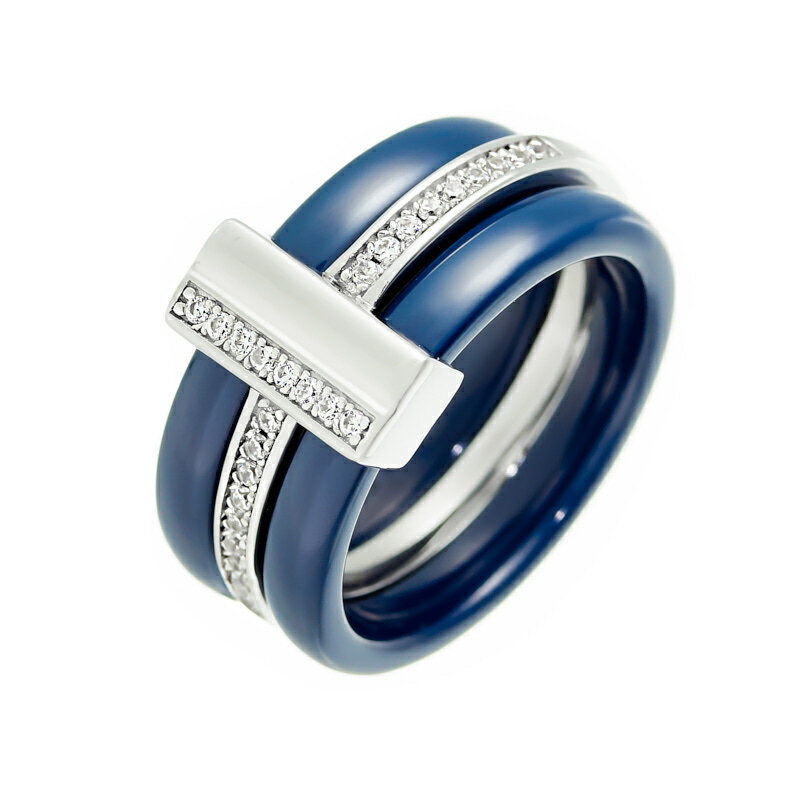 Кольцо, серебро, 925 проба, фианит, керамика