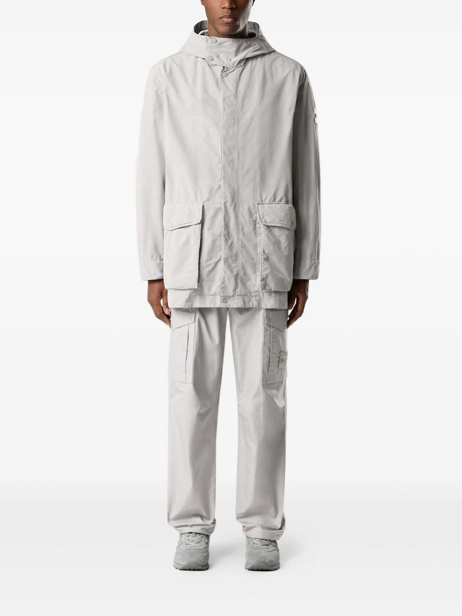 Куртка Stone Island David Light-TC hooded logo-patch jacket, размер M, серый — фото 1