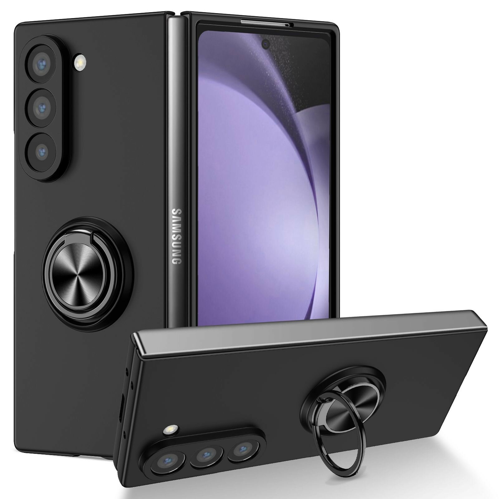 Защитный чехол MyPads для Samsung Galaxy Z Fold 6 с поворотным кольцом-держателем