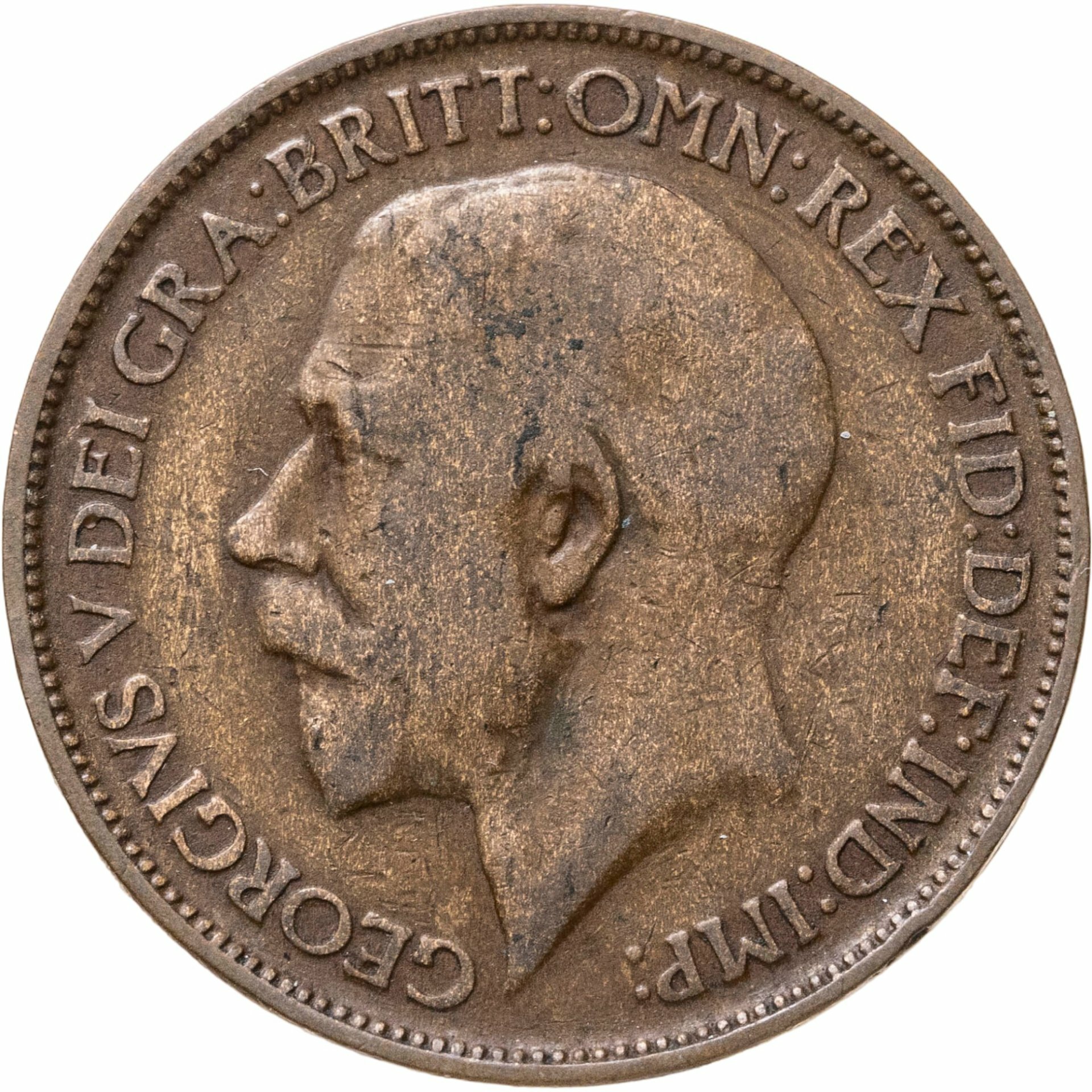Великобритания 1/2 пенни penny 1915, Бронза, в сохранности VF