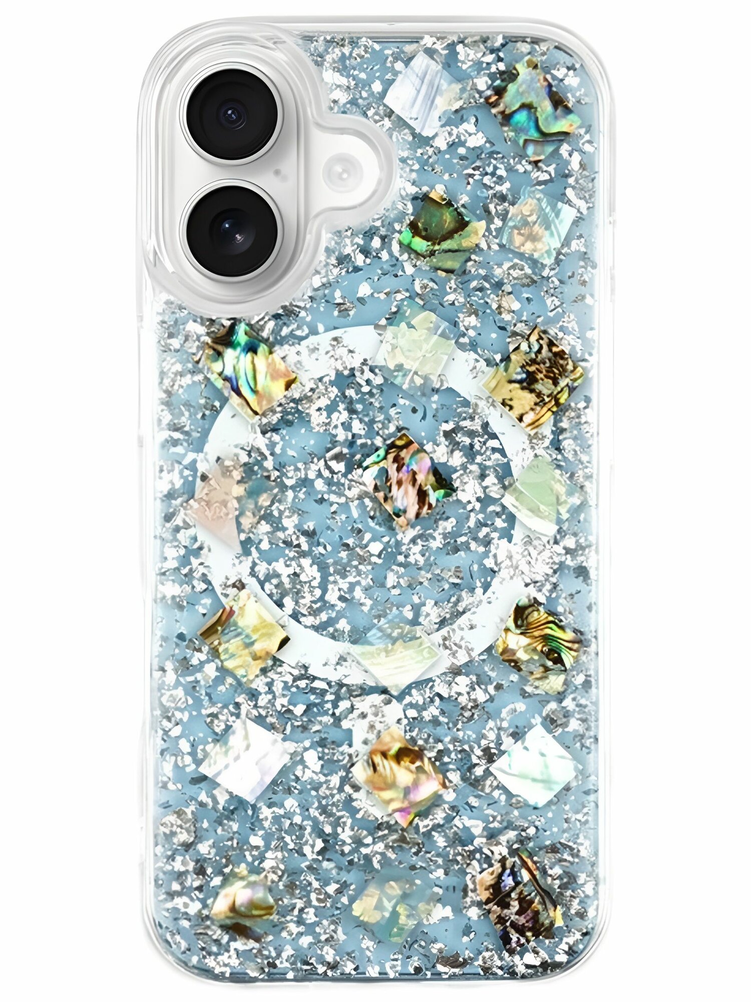 Чехол на iPhone 17, Mag Flowers c поддержкой беспроводной зарядки, Blue
