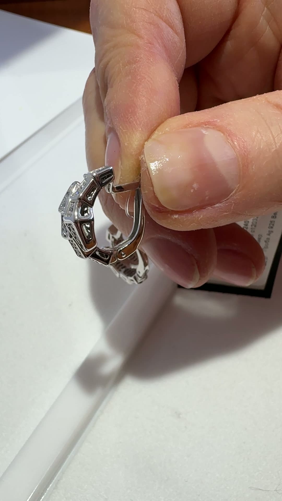 Серьги двусторонние BERGER, серебро, 925 проба, родирование, фианит, размер 3 мм, длина 2 см — фото 1