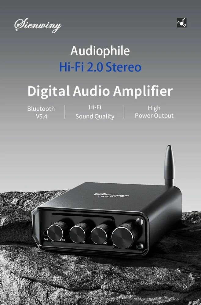 YS-LP3 Стерео усилитель с блютуз, Максимальная мощность аудиоусилителя Hi-Fi 2.0 мощностью 50 Вт x 2, с возможностью переключения Bluetooth