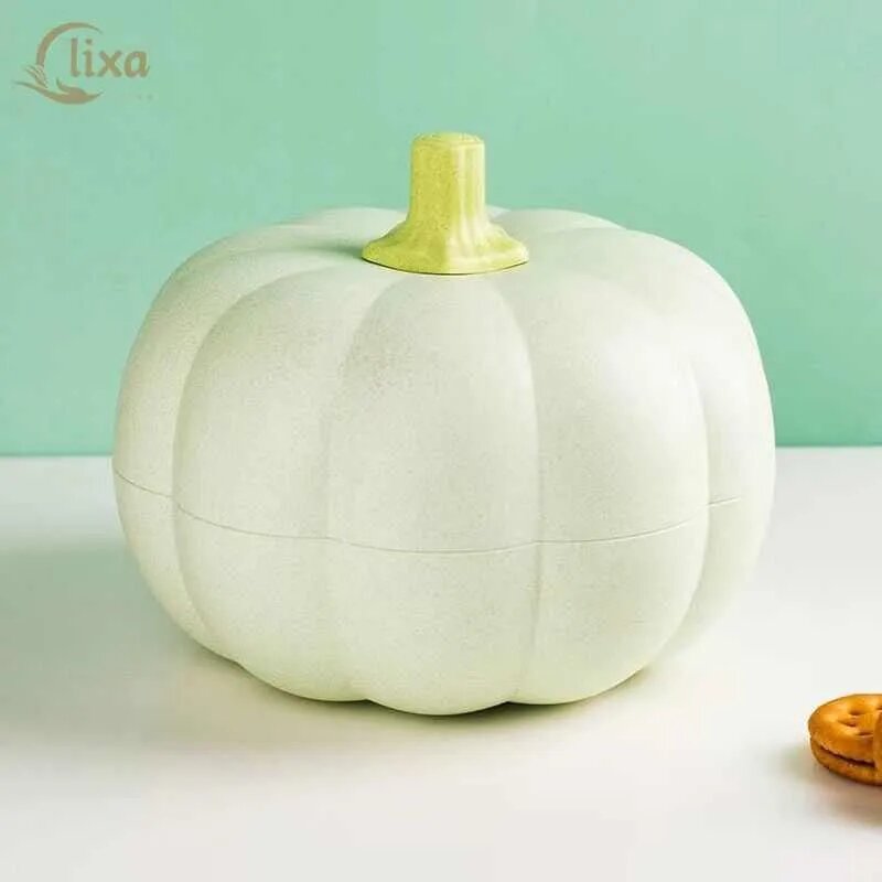 Pumpkin Shape Candy Dish, Green Plastic Storage Container for Snacks and Candies, Decorative Tableware
