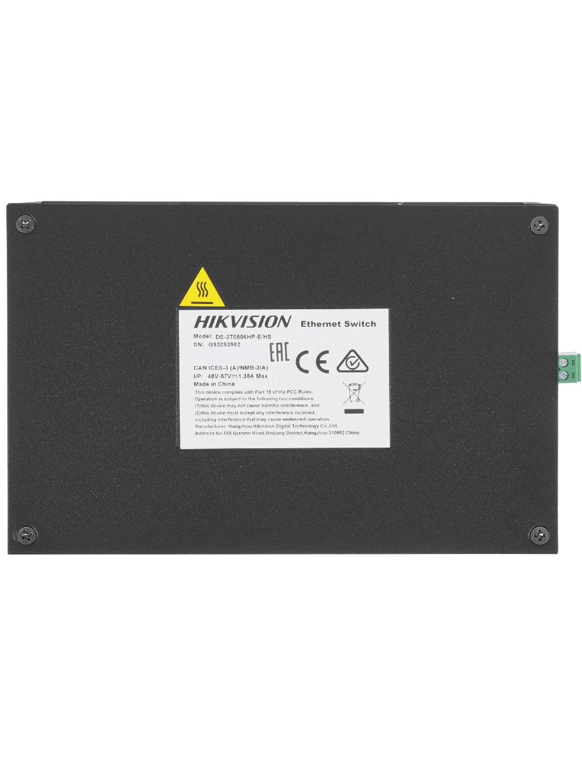 Коммутатор HIKVISION DS-3T0506HP-E/HS неуправляемый, 3*RJ45 1000M PoE с грозозащитой 6кВ, бюджет PoE 60Вт — фото 1