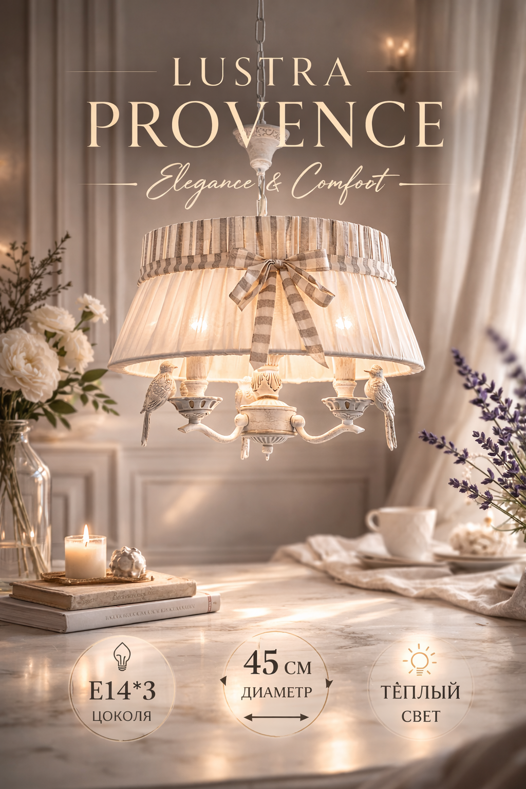 Люстра DS LIGHTING K 55070/3A 3 рожка под абажуром