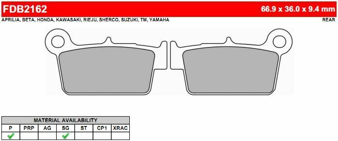 Тормозные колодки для мотоцикла FERODO FDB2162P / MCB739