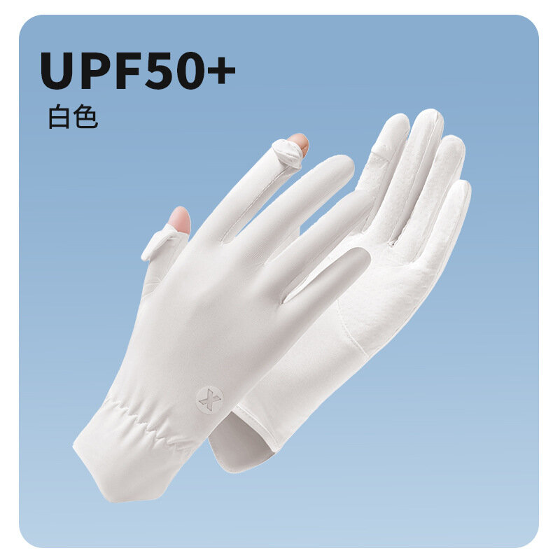 Женские солнцезащитные перчатки, устойчивые к ультрафиолету, подходят для езды на велосипеде, электросамокате и вождения автомобиля, совместимы с сенсорными экранами, средней длины, тонкие летние перчатки из ледяного шелка.