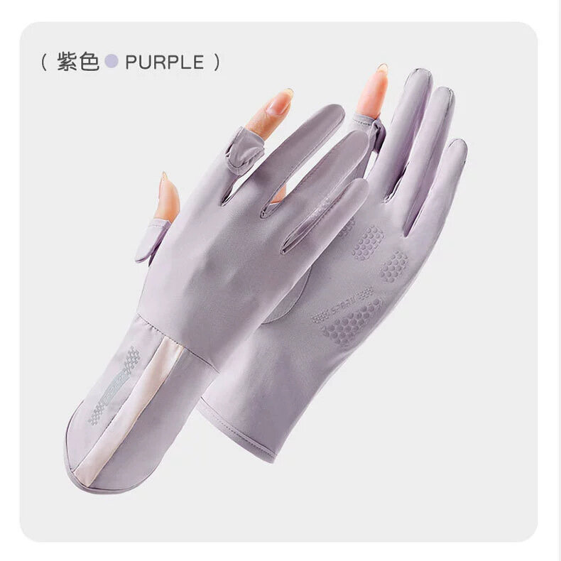 Женские солнцезащитные перчатки, устойчивые к ультрафиолету, подходят для езды на велосипеде, электросамокате и вождения автомобиля, совместимы с сенсорными экранами, средней длины, тонкие летние перчатки из ледяного шелка.