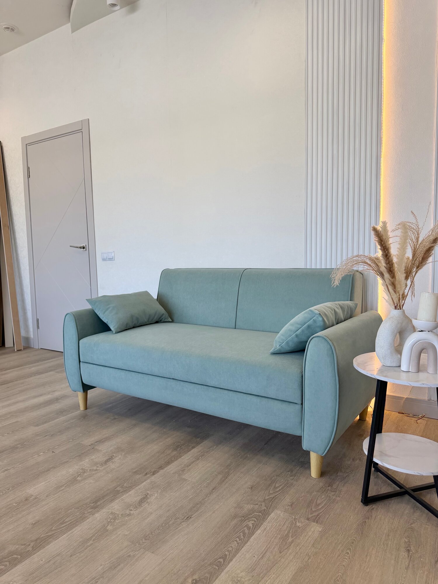 Диван-кровать, Прямой диван норд , механизм Еврокнижка, бирюзовый , 170х88х84 см (Ева 25)