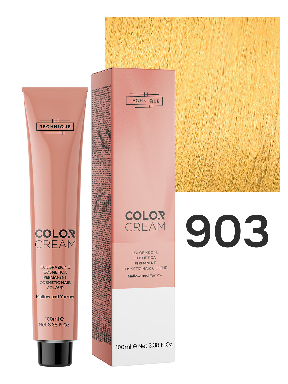 Перманентная крем-краска для волос Technique Color Cream Permanent Cosmetic Hair Colour 903 Суперосветляющий блонд Золотистый, 100 мл